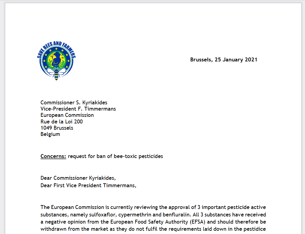 "Save Bees and Farmers" asks for a ban of three bee-toxic substances ...