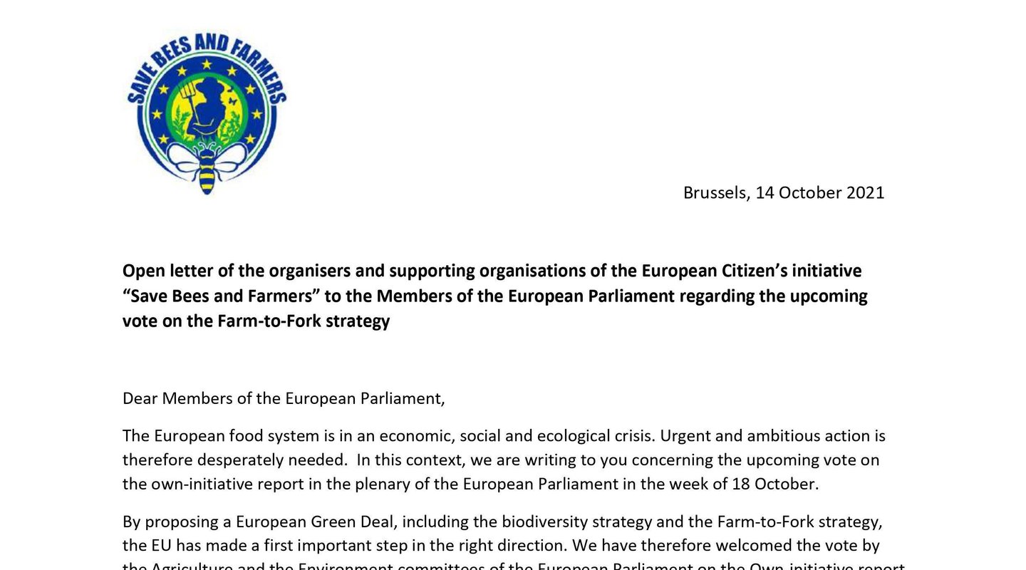 Letter to Members of EU Parliament: do not give in to pressure from ...