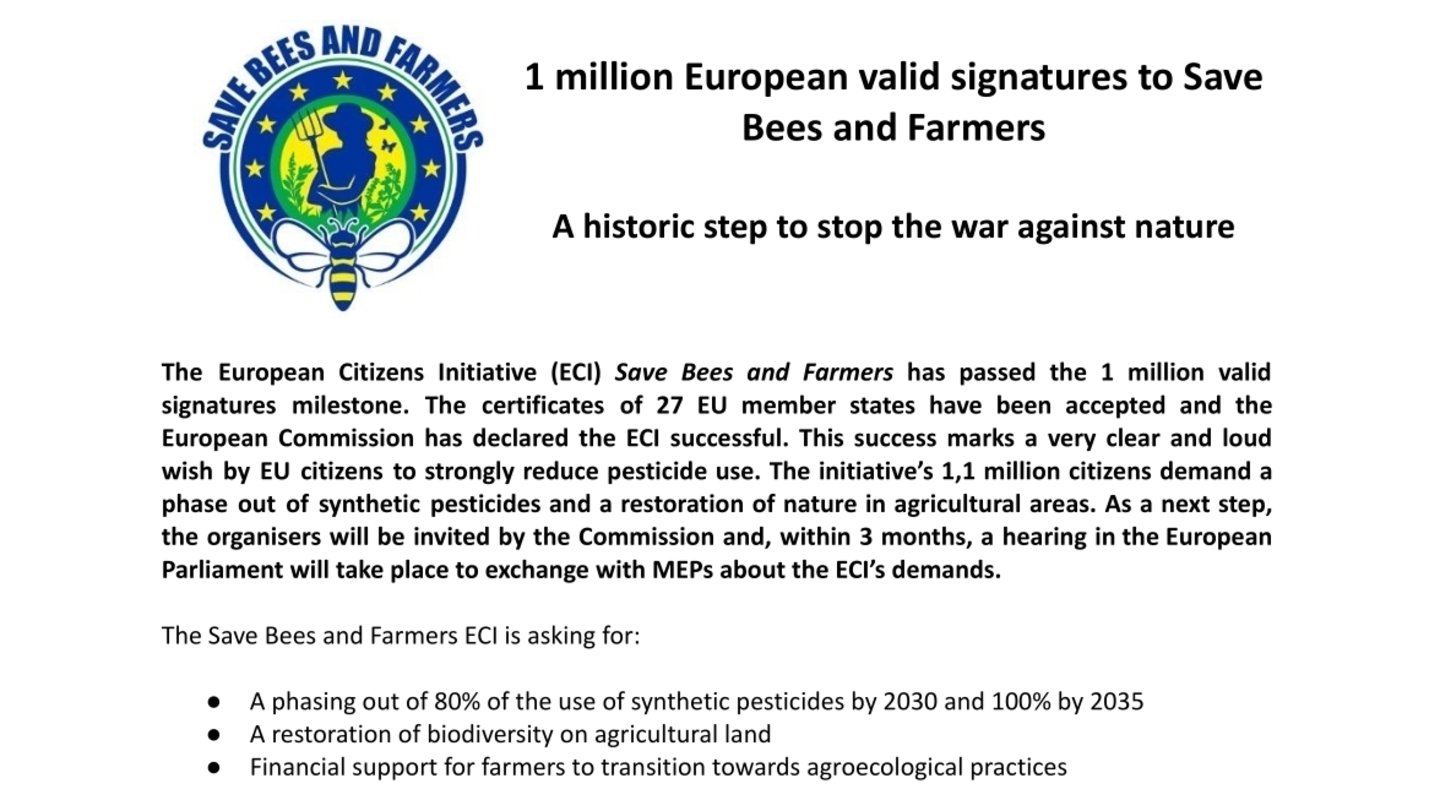 It's official, the ECI is validated! – Save bees and farmers
